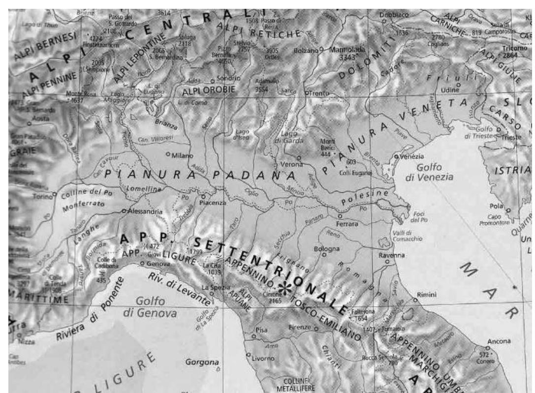 Location of the mt. cimone area, high sector of modena