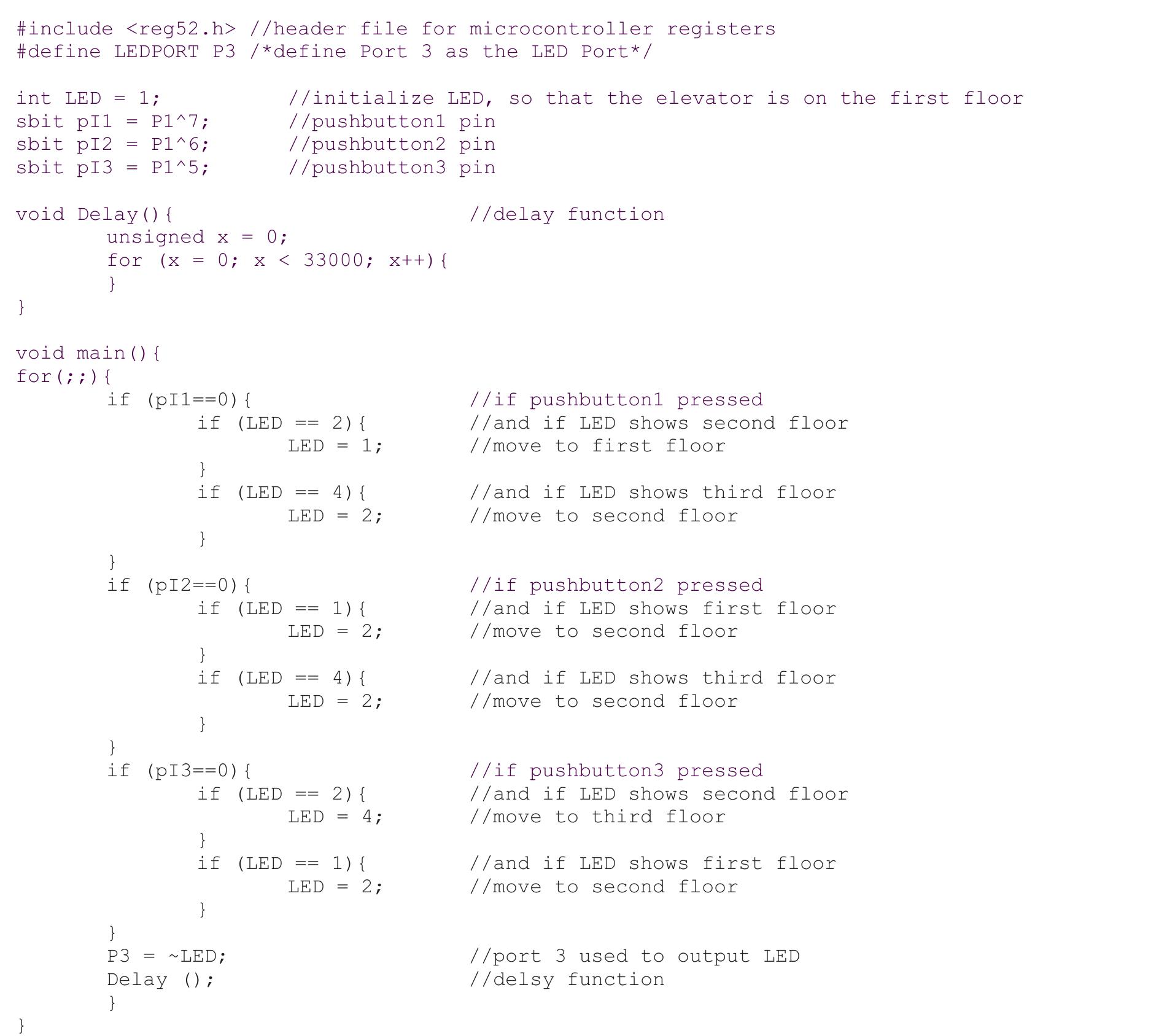 Table 1 - Project 2. Three Floor Elevator System