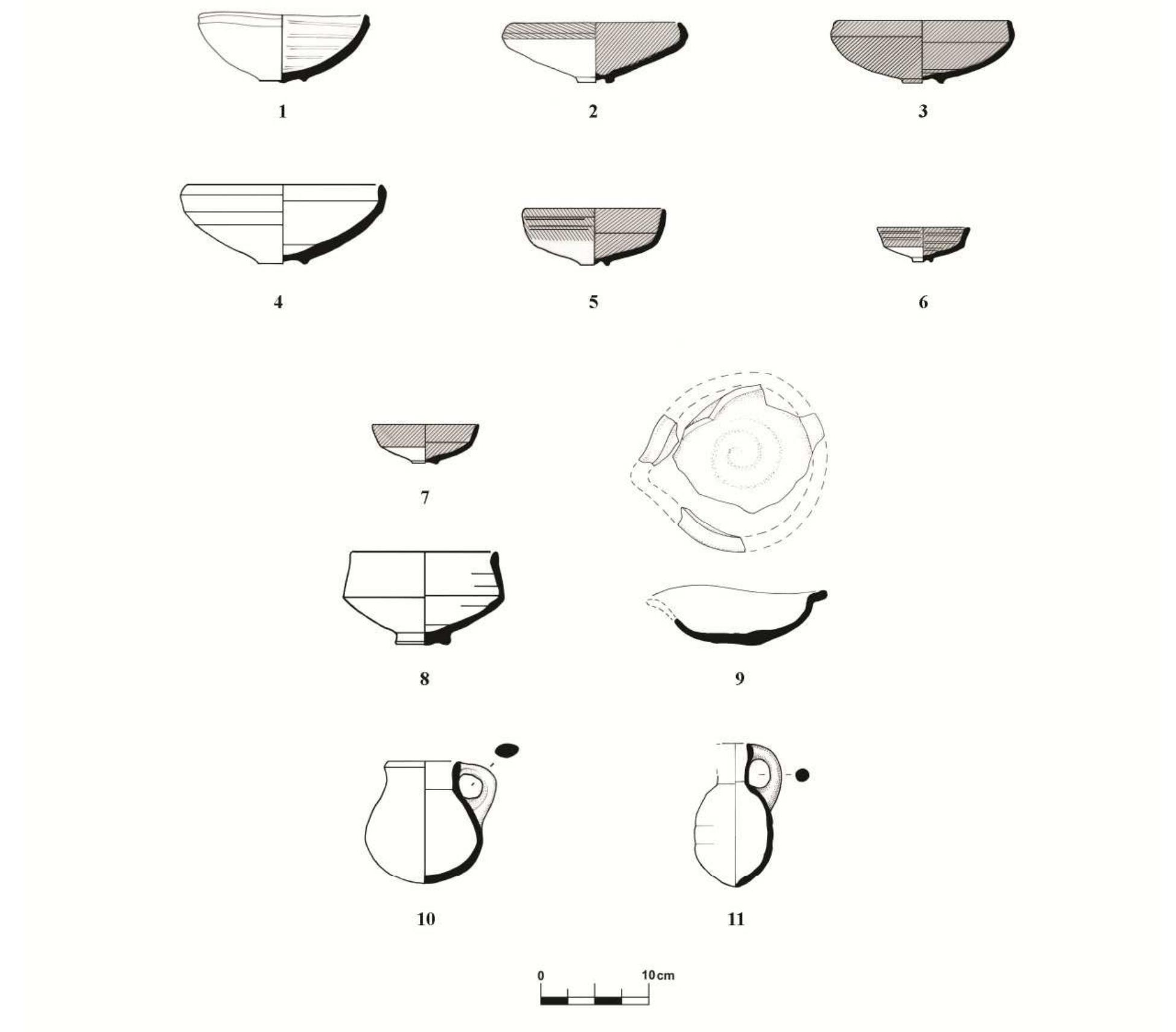 12: line drawings of selected pottery from late iron age i