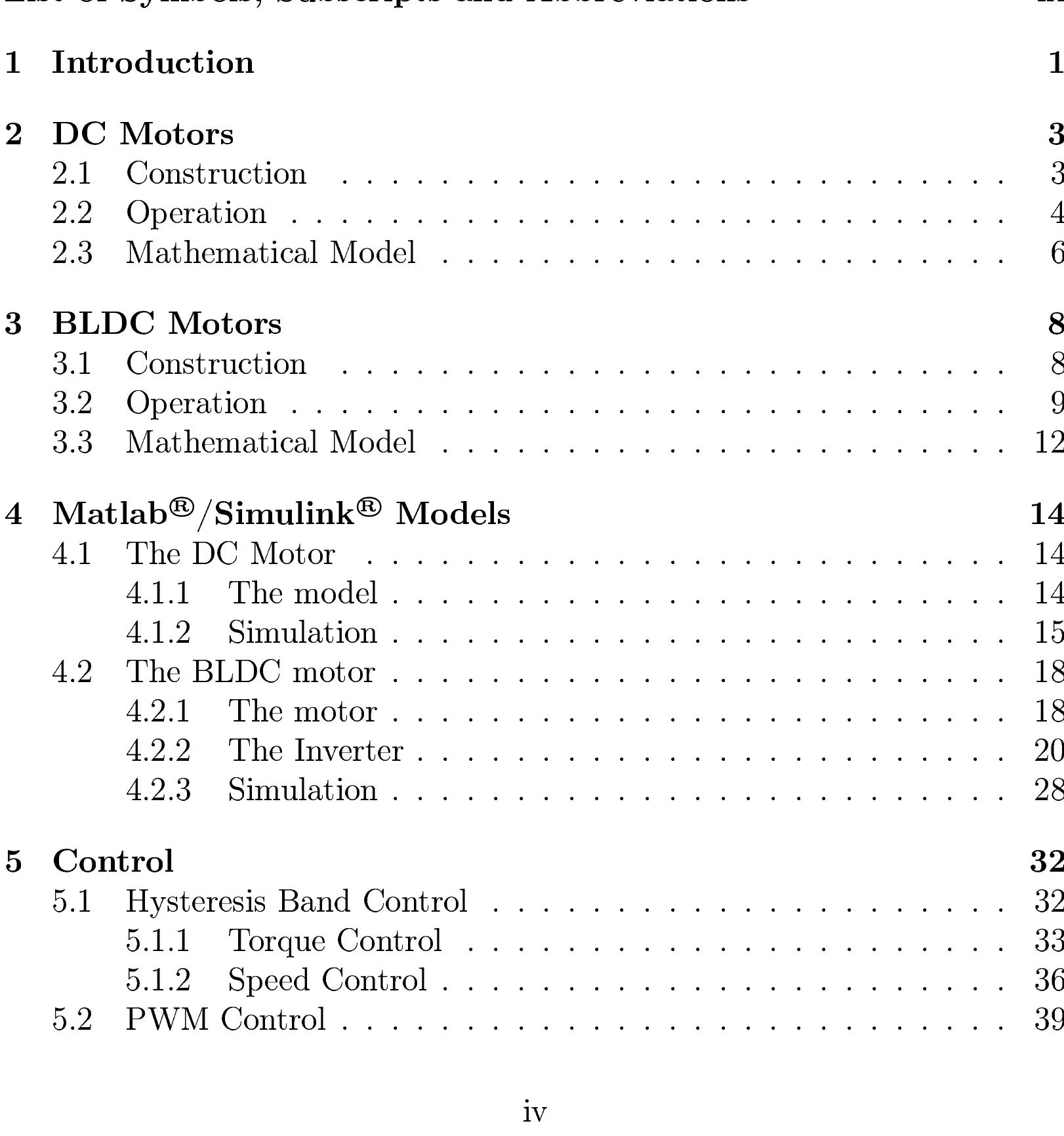 Table 1 - BLDC Motor Modelling and Control – A Matlab