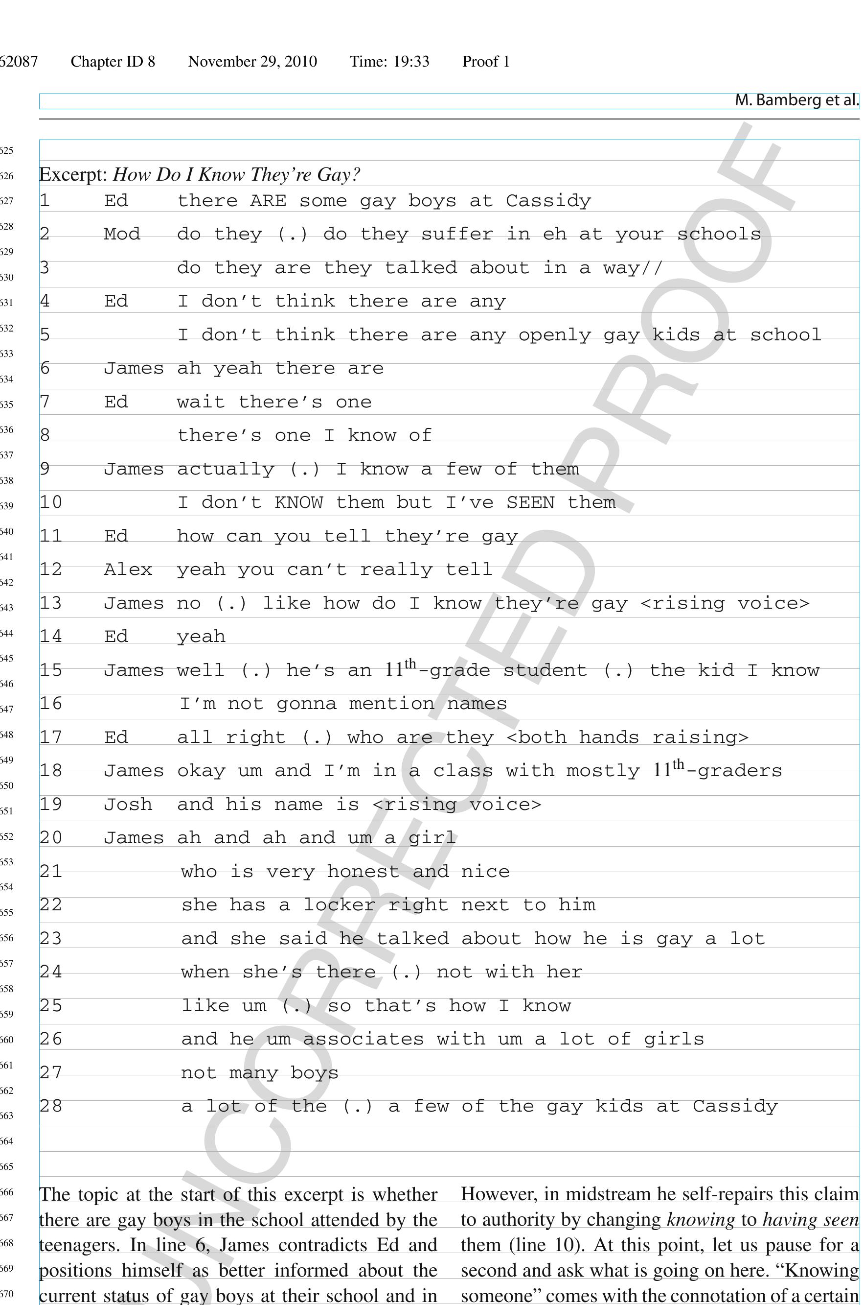 Table 1 - Discourse and Identity Construction