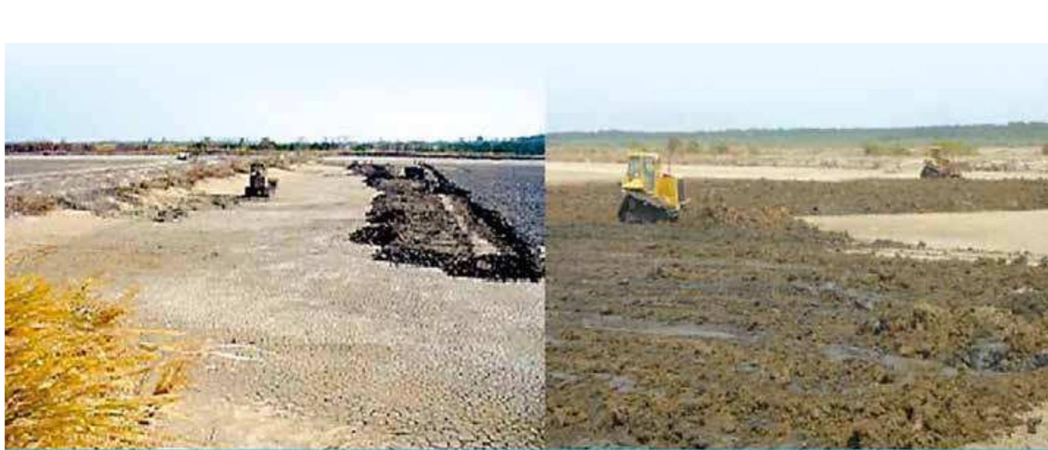 A. sediment removal and harvest channel restoration on a