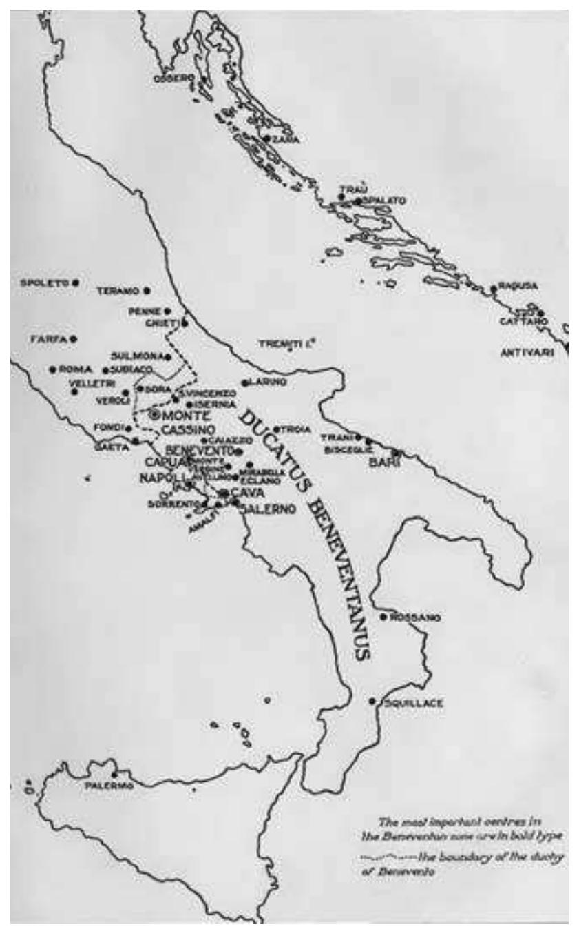The geographical map of beneventan script (loew, the