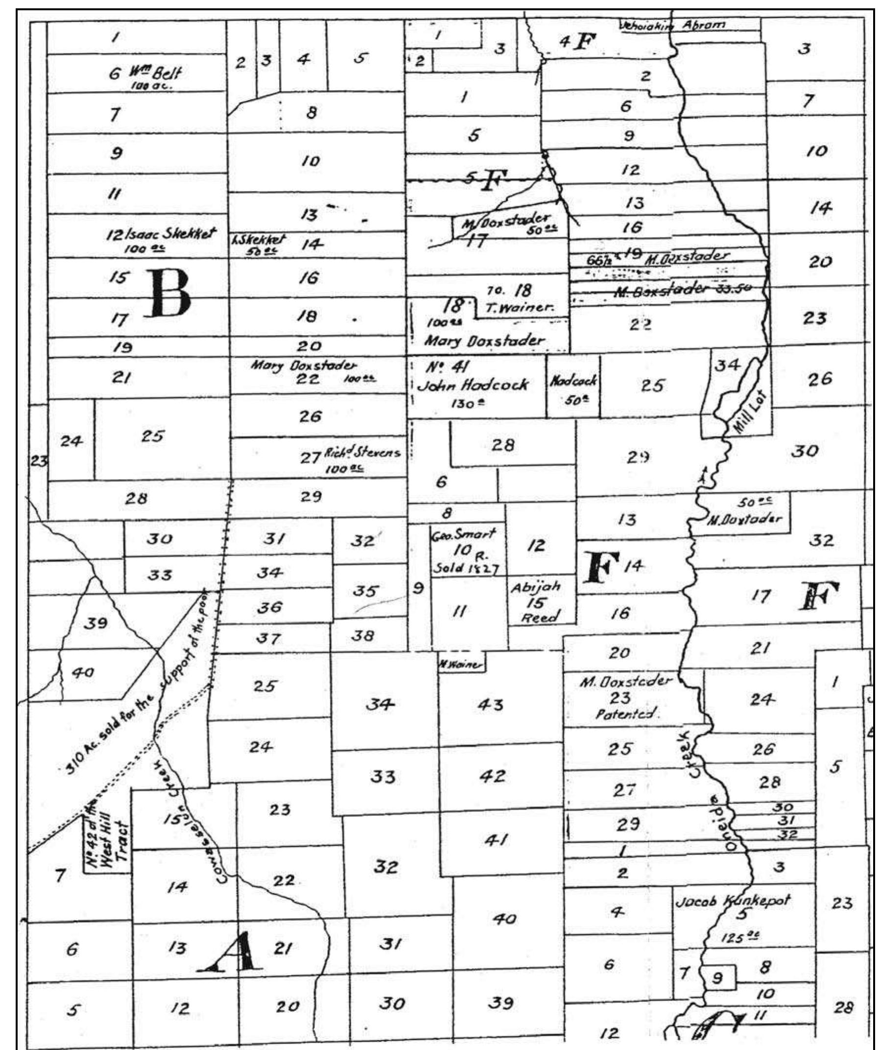 1. detail from a map of new stockbridge prepared by peleg