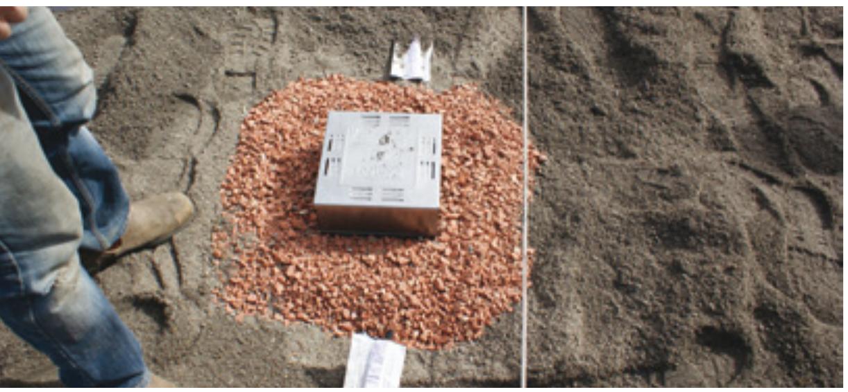 Non-vegetated zone around hard infrastructure on a roof