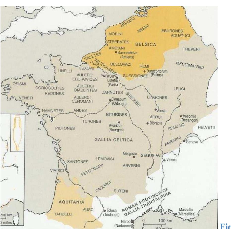 Locations of the different gallic tribes (figure 1: gallic