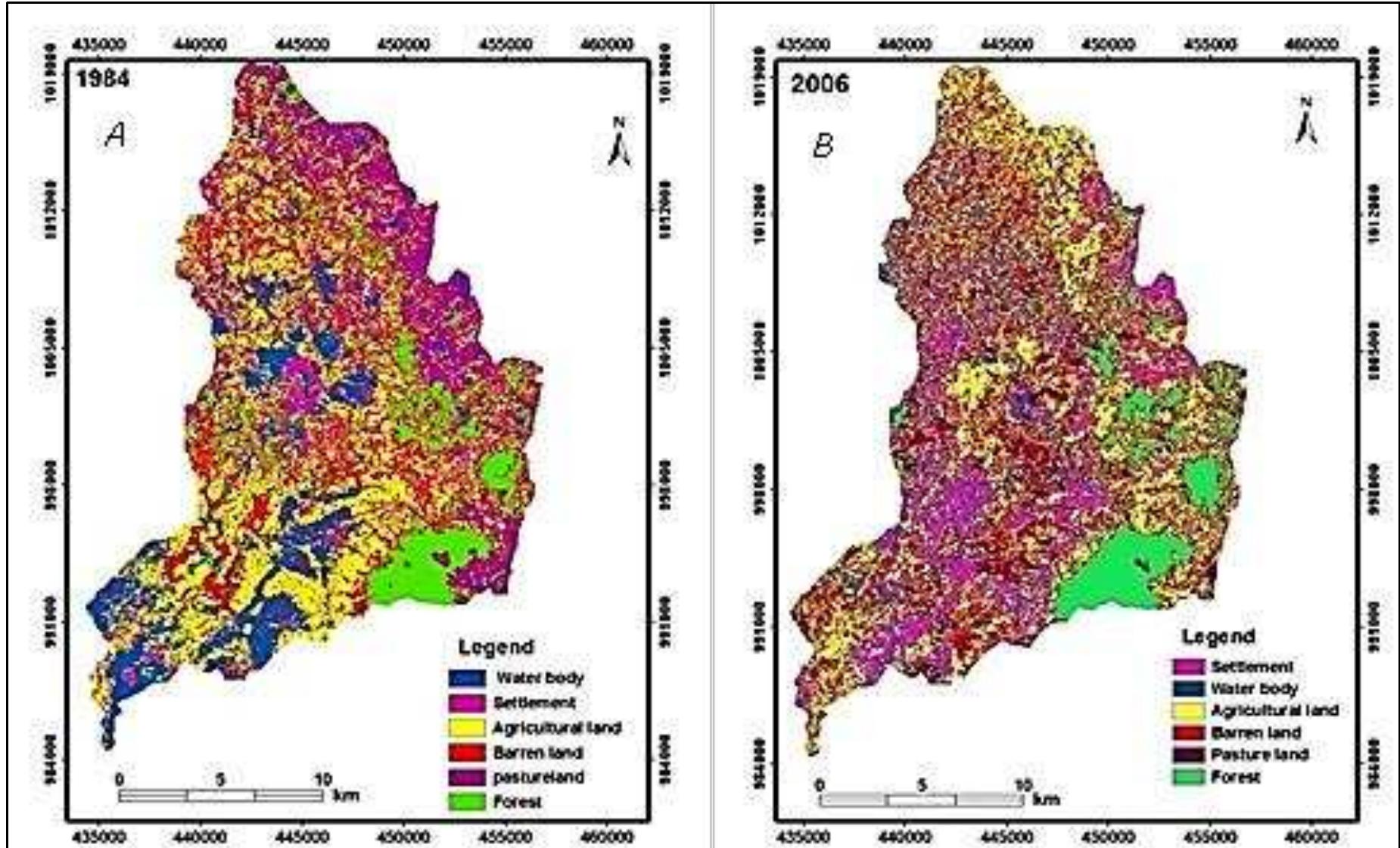 Land-use /land-cover map of holeta watershed for years