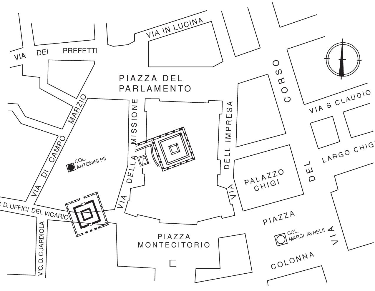 13 plan of area around piazza montecitoria.