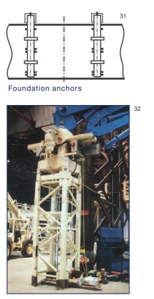 Foundation anchors shown with bolt tower.