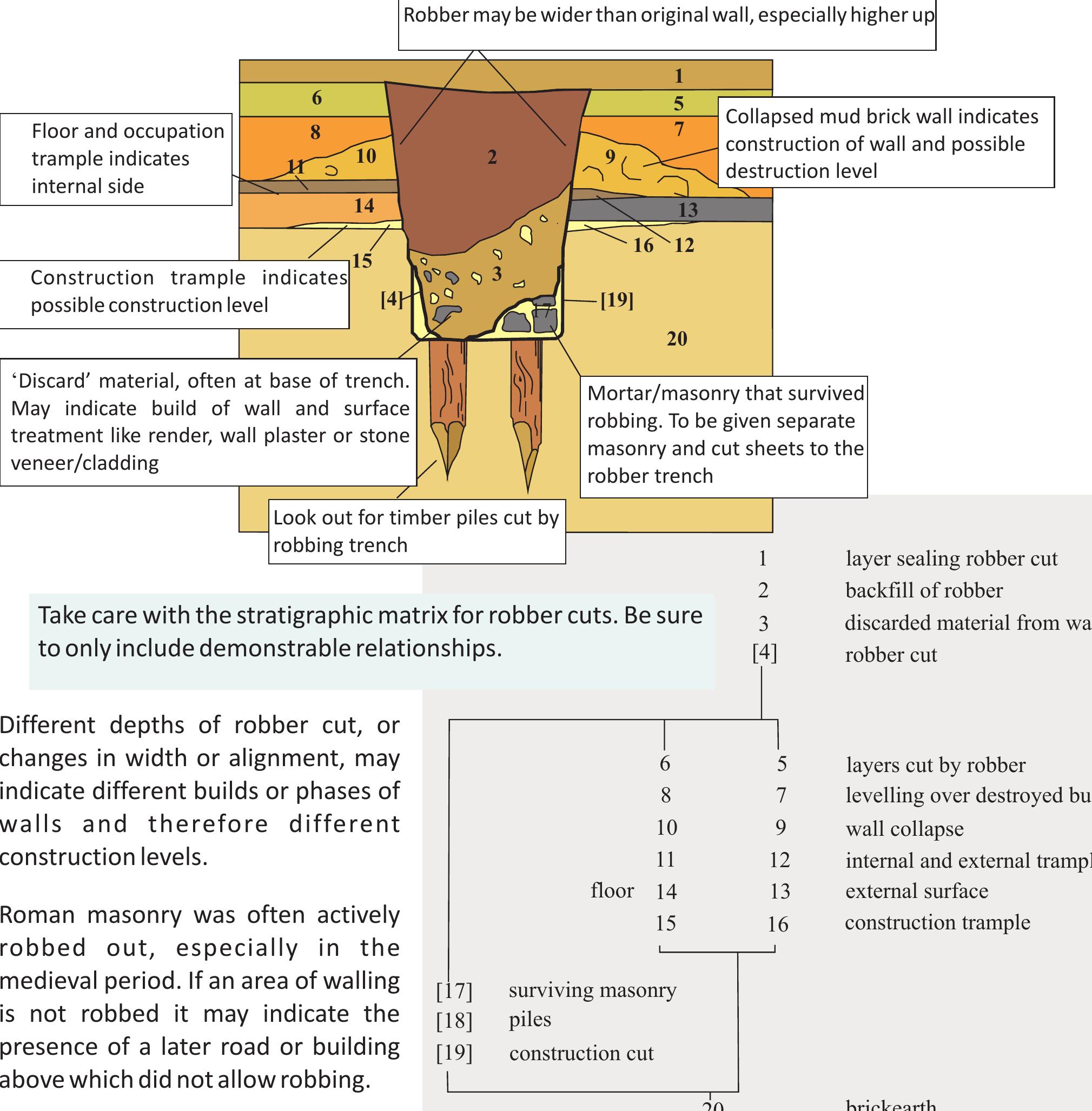 When excavating robber cuts you should look out for any