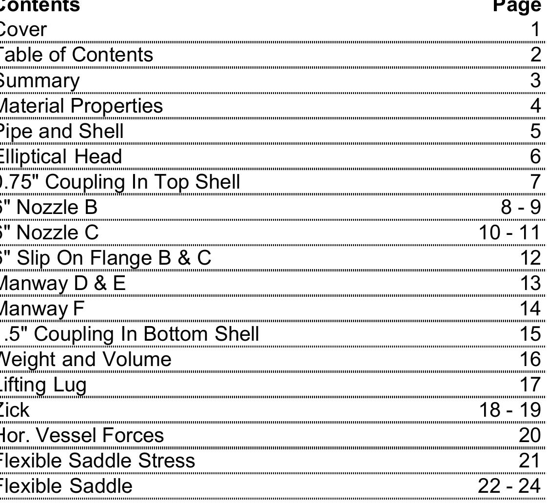 Figure 2 - Sample Vessel #3 96" Horizontal Vessel Pressure