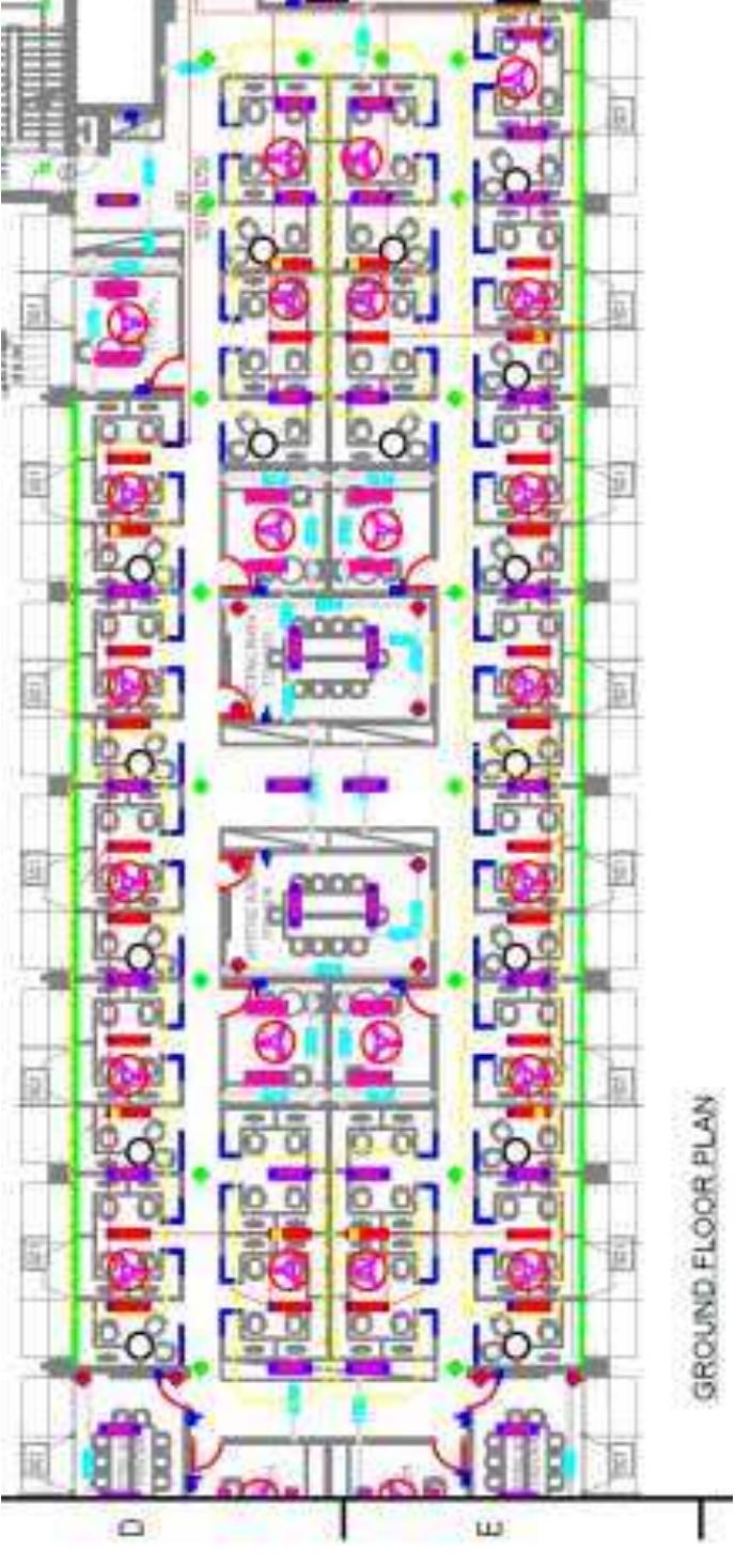 Mixed office plan showing internal lighting layout of west