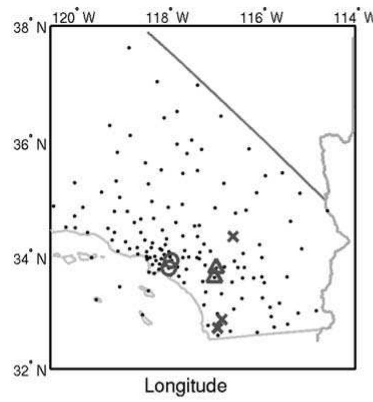 Map of the 150 online stations in the southern california