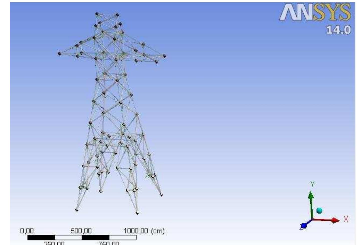8. 244-bar transmission tower truss model in ansys workbench