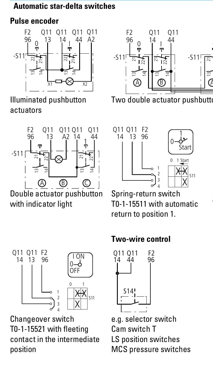 Control circuit devices for star-delta starting