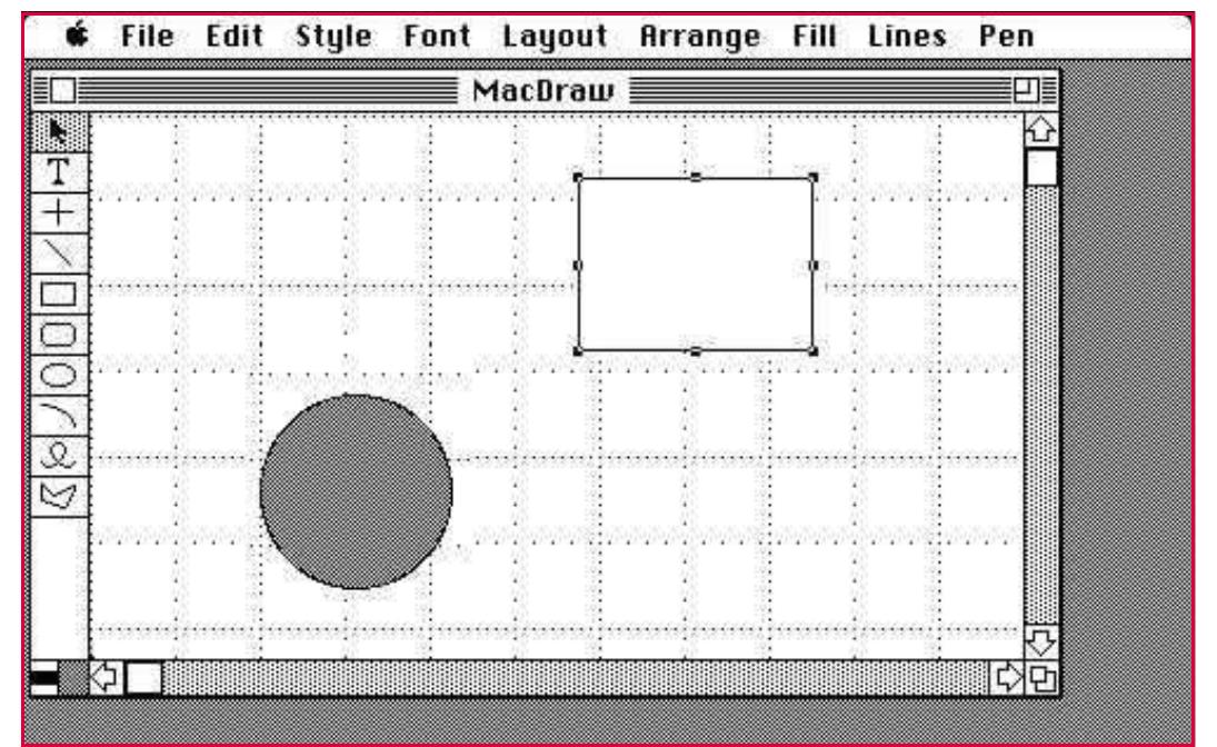 A the early vector application macdraw used the same