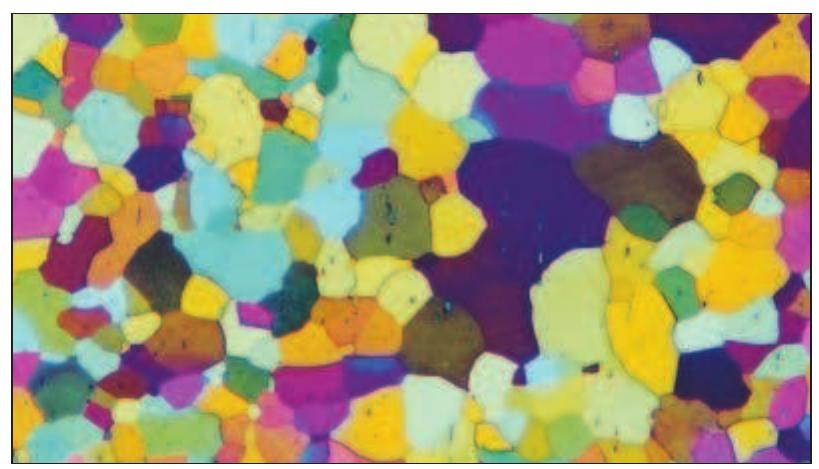 Grain structure of annealed cp titanium revealed by heat