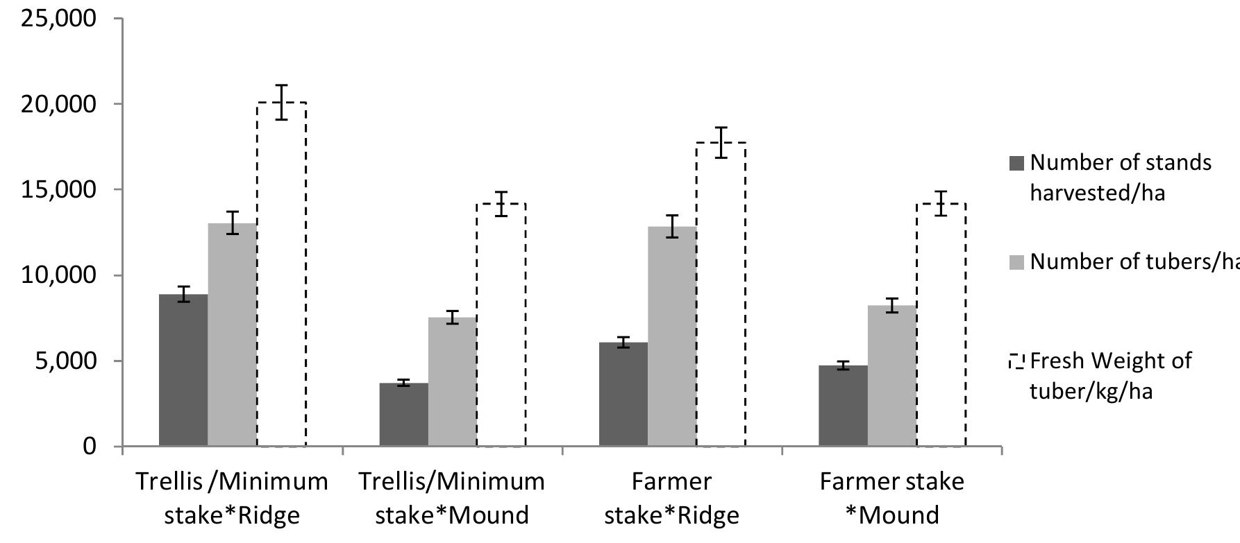 Effect of staking options and seedbed preparation on yam
