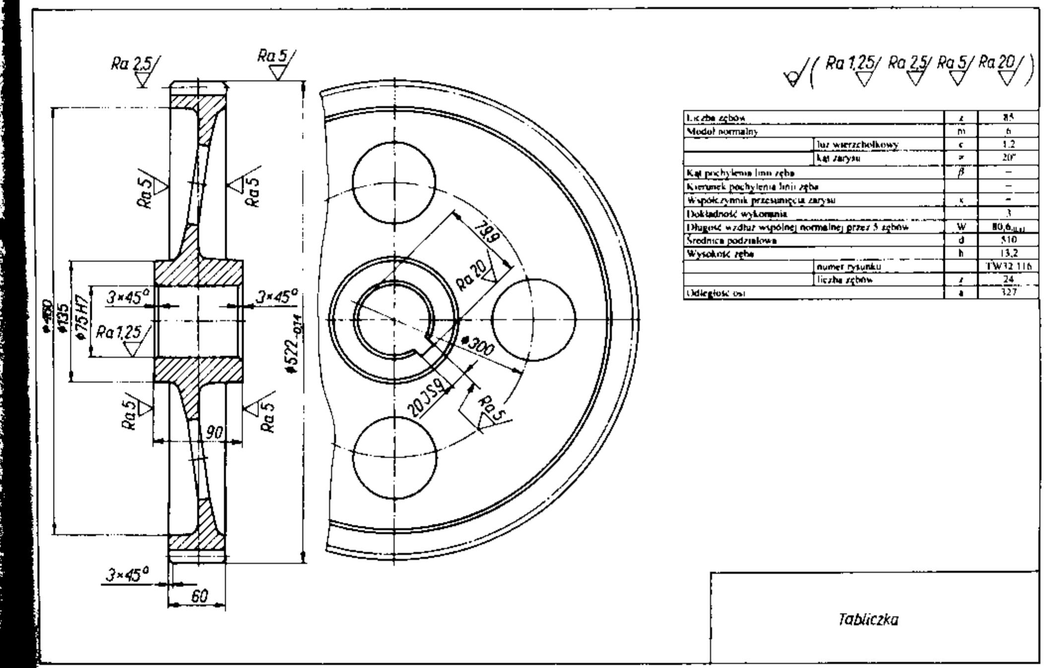 A 12.10. rysunek wykonawezy kota zebatego walcowego o