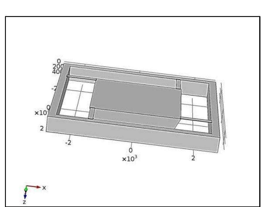 Accelerometer with beam at four different sides.