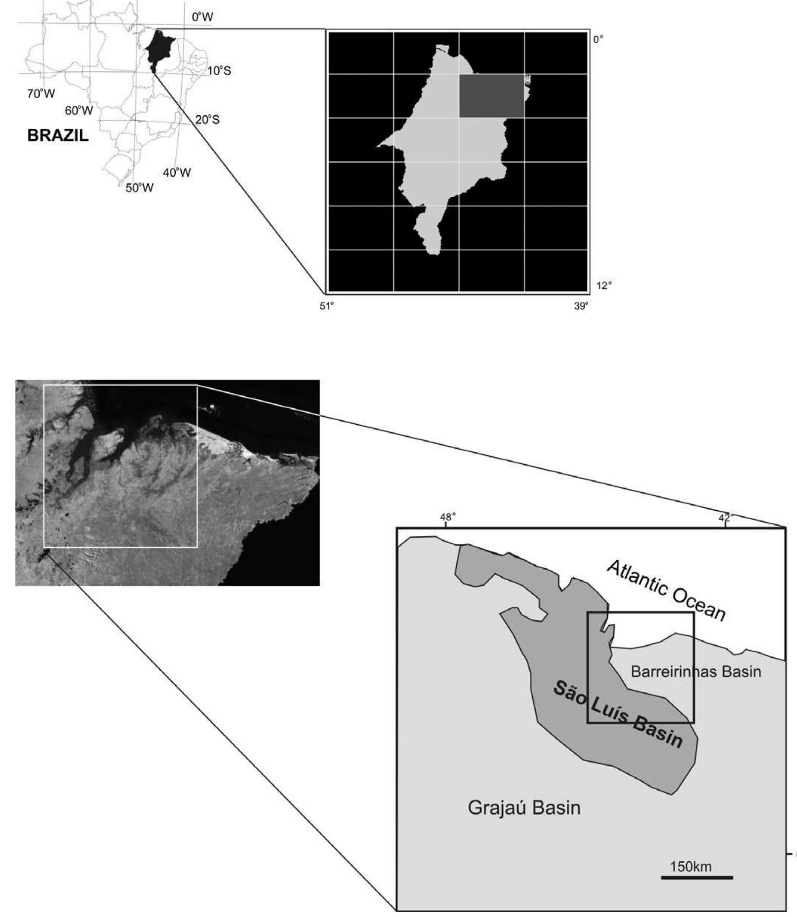 Location and schematic geological map of the sao luis basin