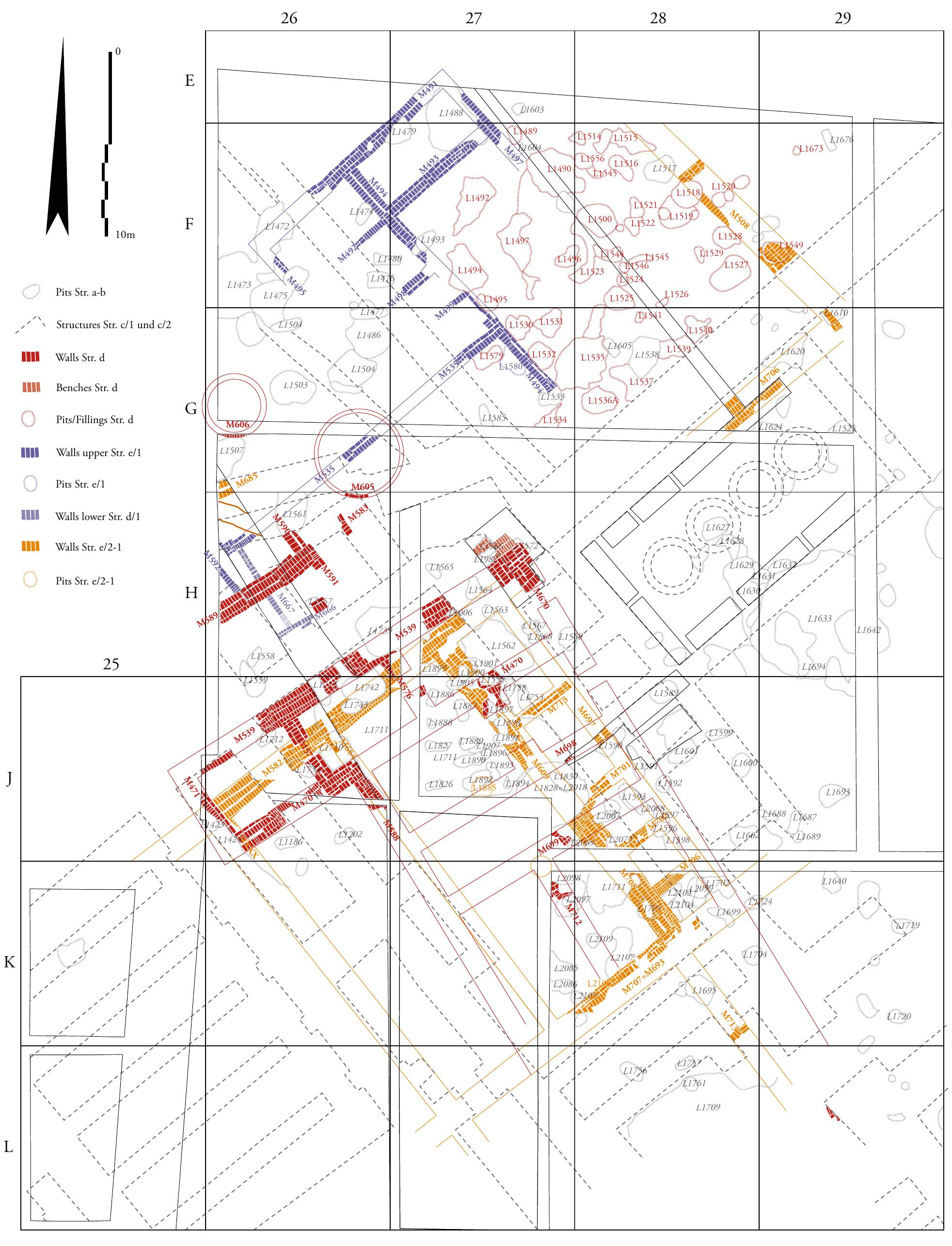 The structures of str. d, e/1 and e/2-1