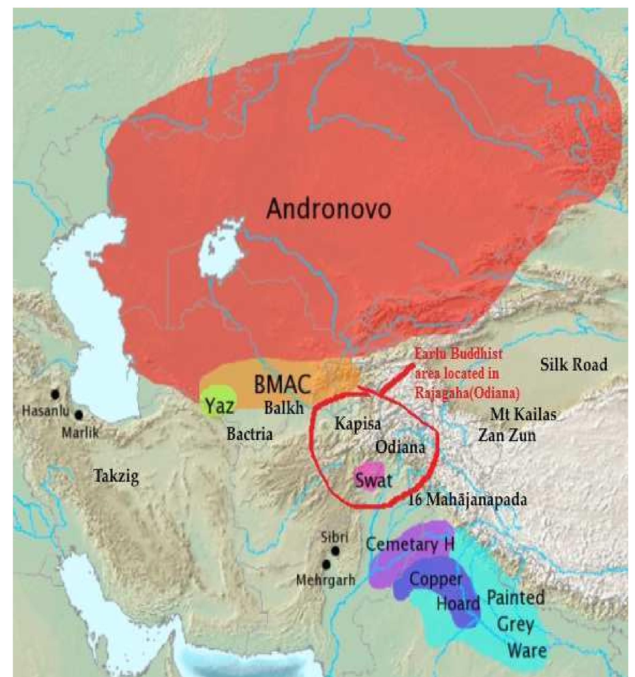 A map of early buddhist influence area where we find most of