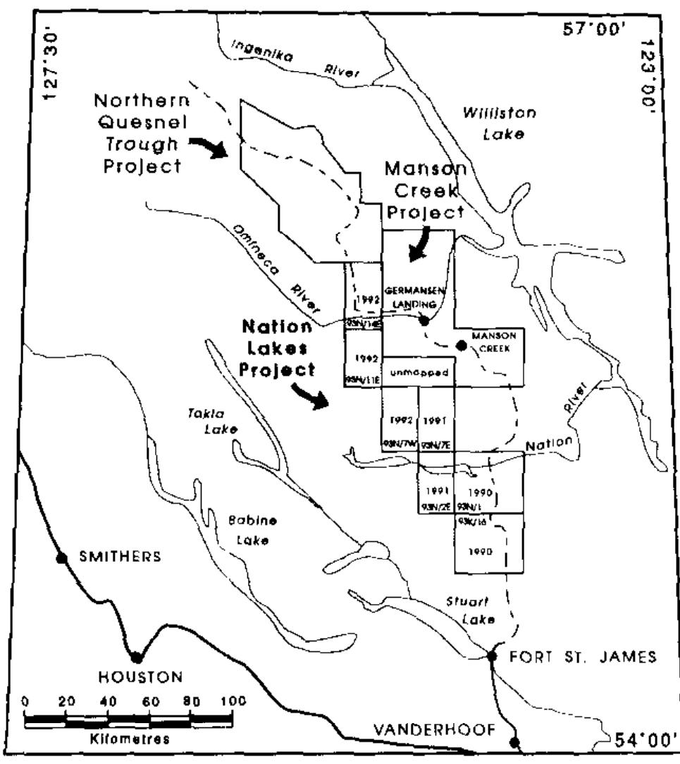-7-1. location map showing nation lakes, man- son creek and