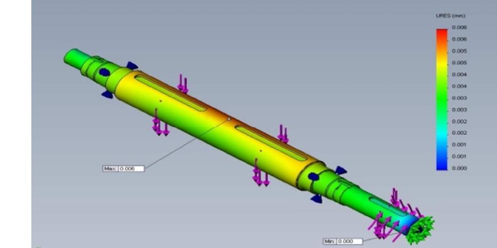 : fig. 5 fem deflection plot shows max deflection of 0.06mm