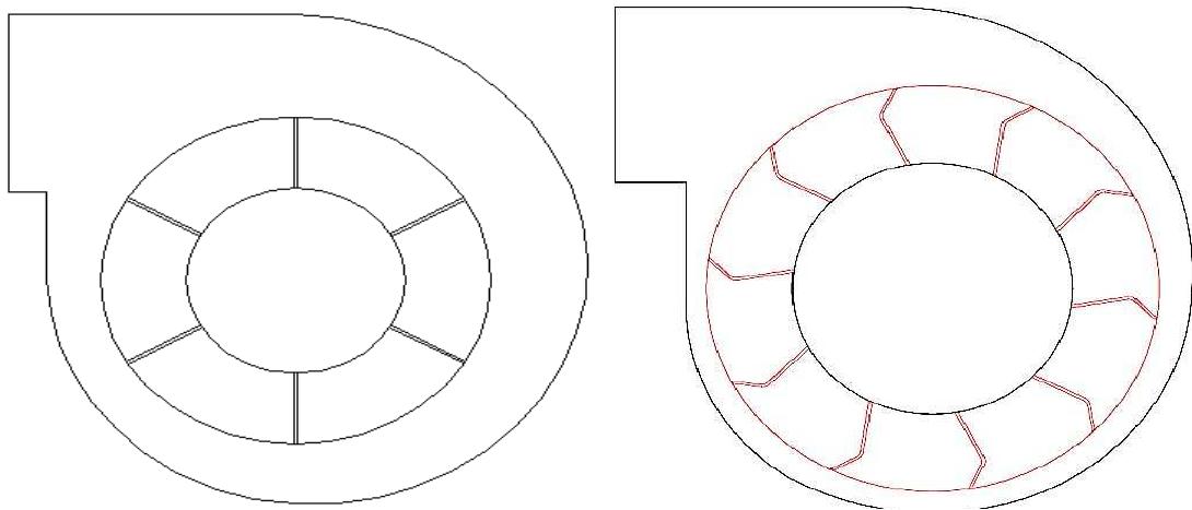 2d modelling radial blade impeller backward impeller