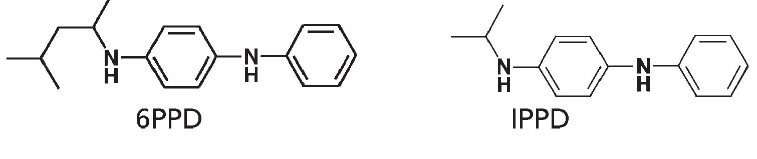 32 chemical structures of 6ppd and ippd the