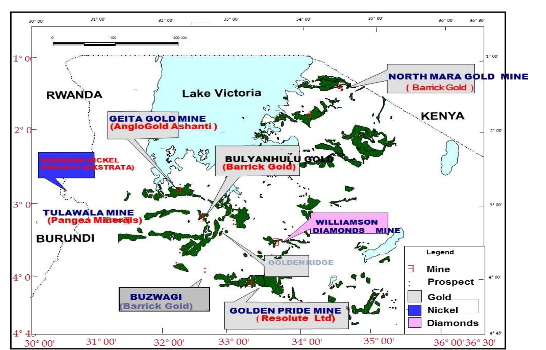 Major operating mines in tanzania. a review of engineering