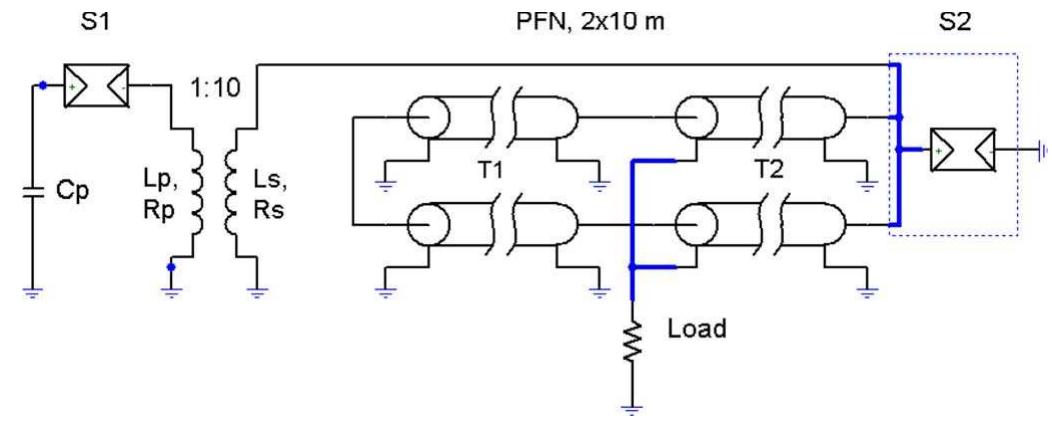 Schematic of the pulse generator with a 1:10 step-up