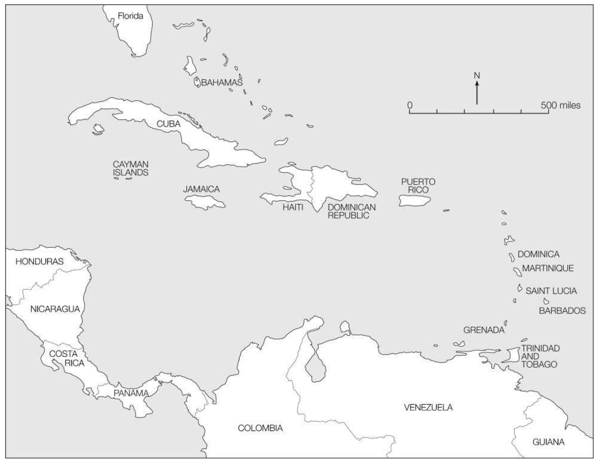 Map of the caribbean basin.