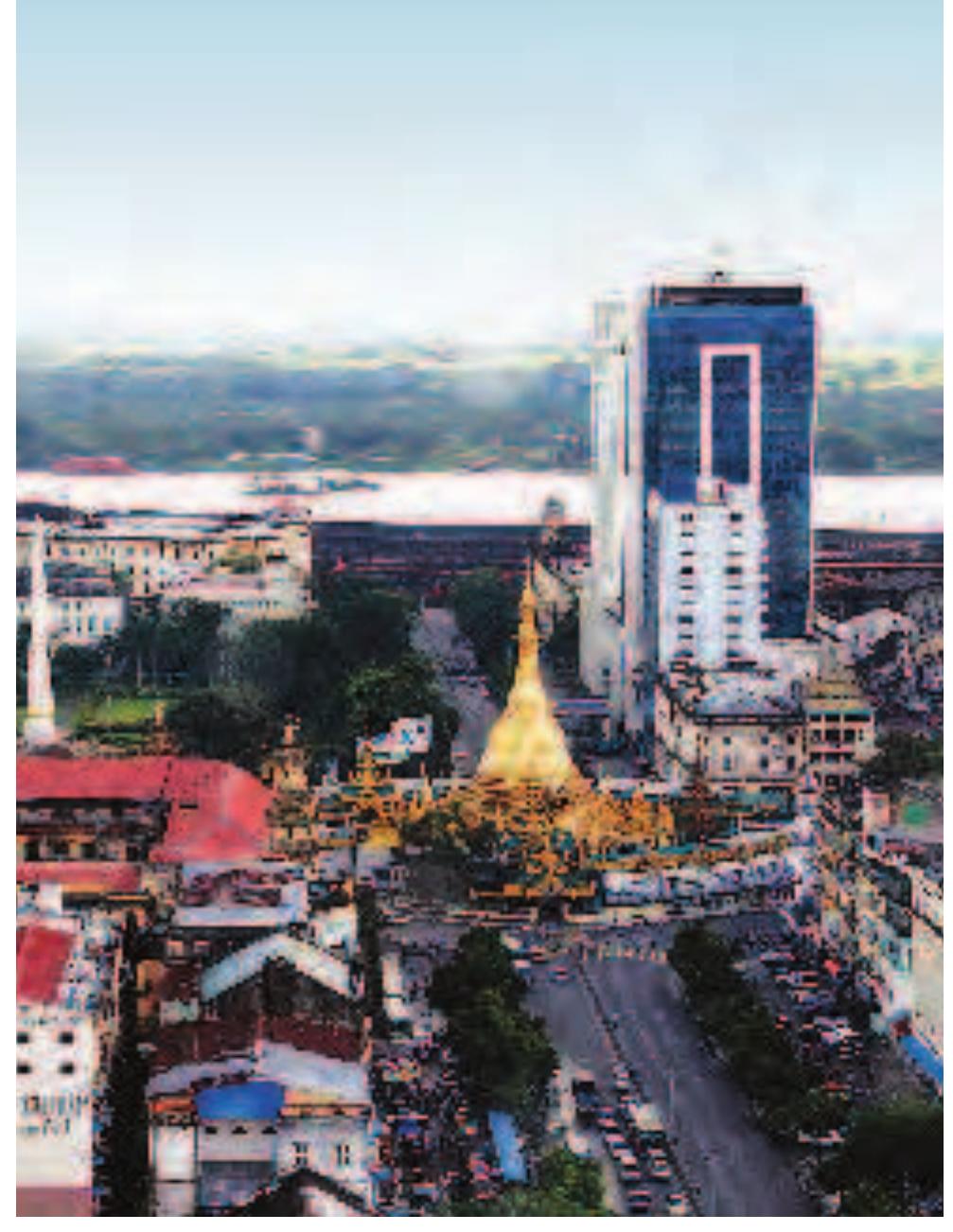 Yangon city, myanmar. myanmar features a low urban growth