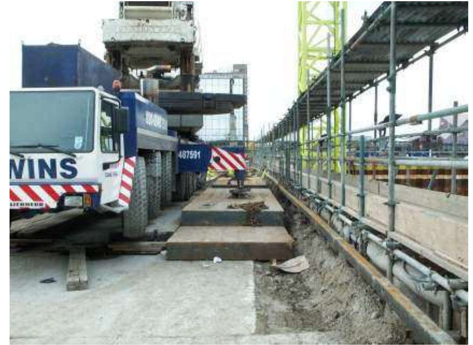 F) space available for crane access, erection, travelling,