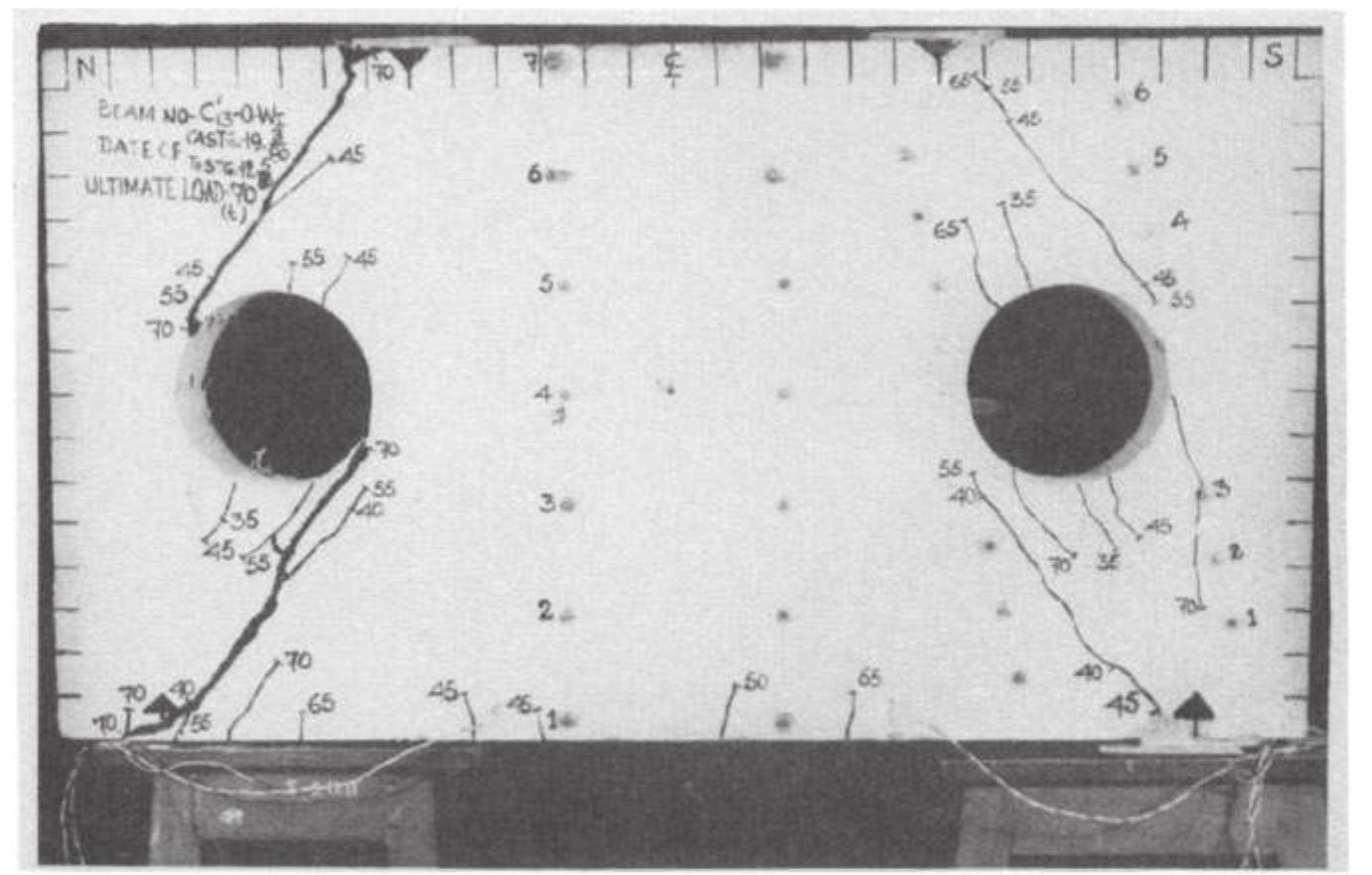 4 crack patterns at failure of a typical deep beam with