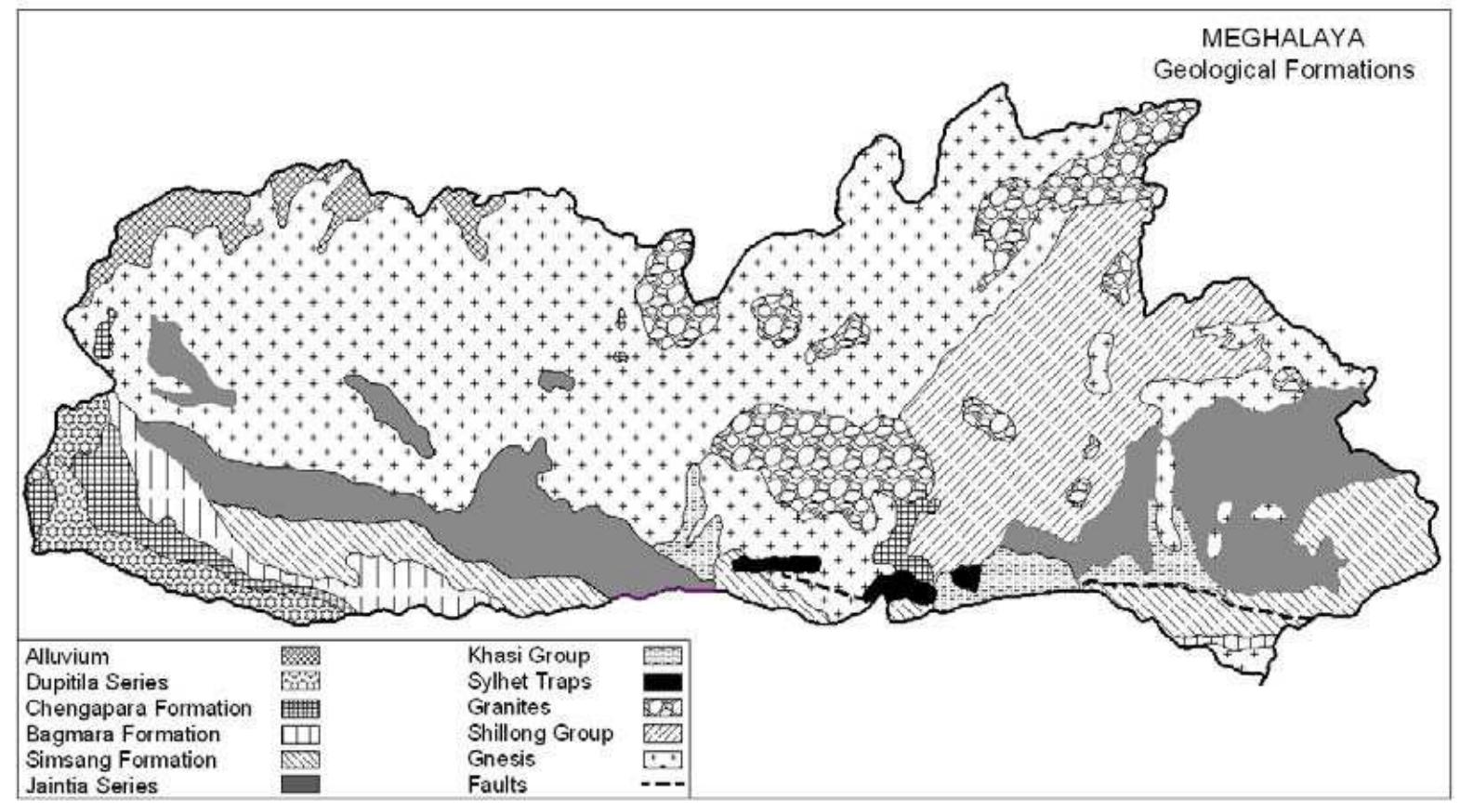 Geologic formation in meghalaya the jaintia hills (eastern