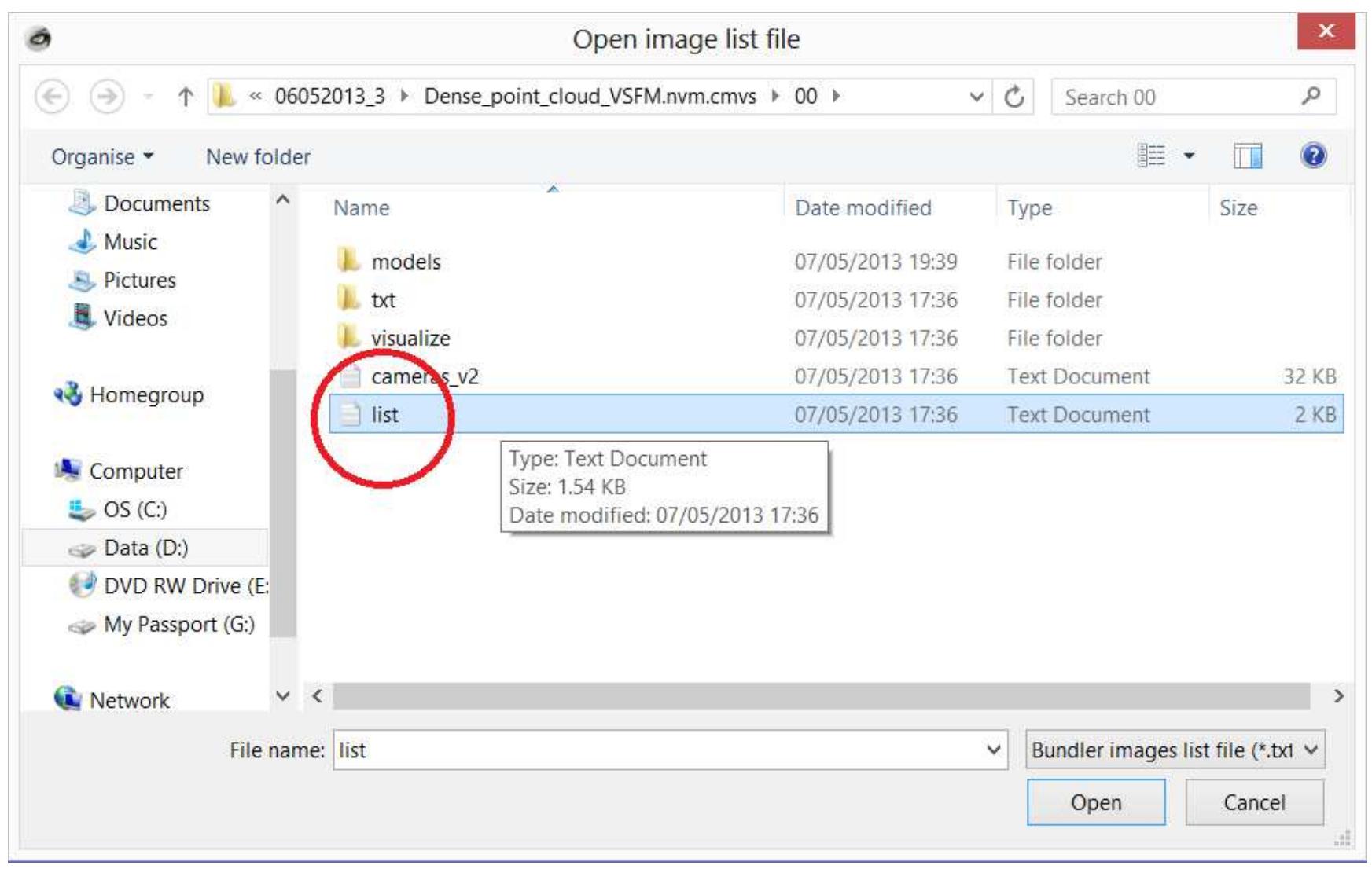 Figure 7 - Using VisualSFM and Meshlab for creating 3-D