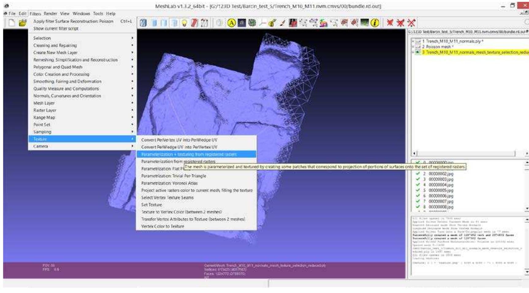 Figure 17 - Using VisualSFM and Meshlab for creating 3-D