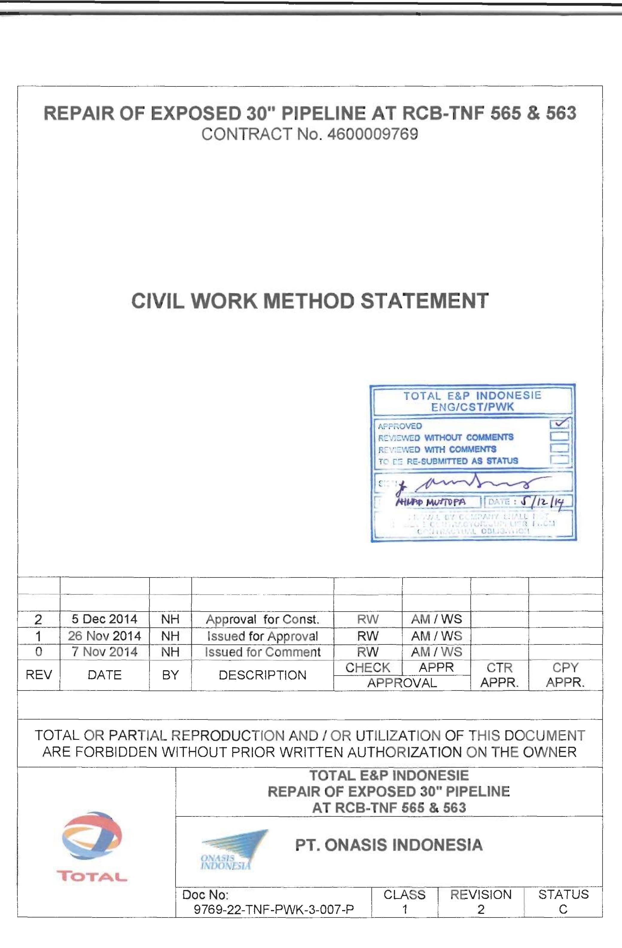 Figure 1 - CIVIL WORK METHOD STATEMENT REV 2 (APPROVAL)