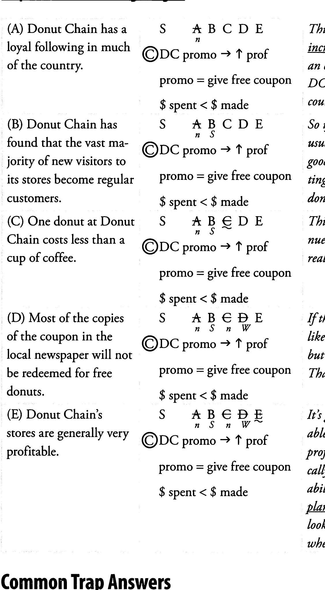 One of the most common traps is the reverse logic answer: