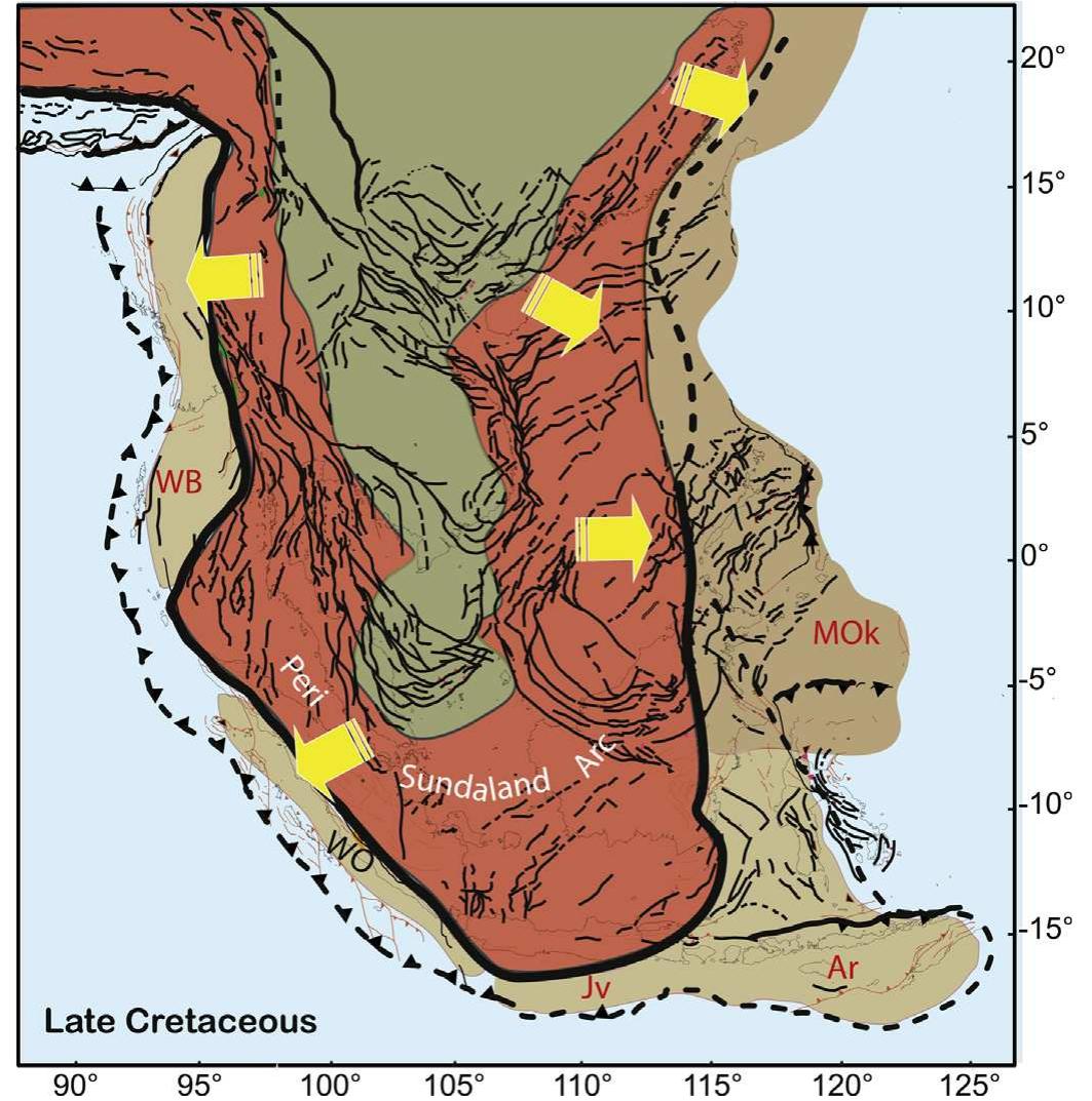 Map of the main crustal entities of sundaland by the early