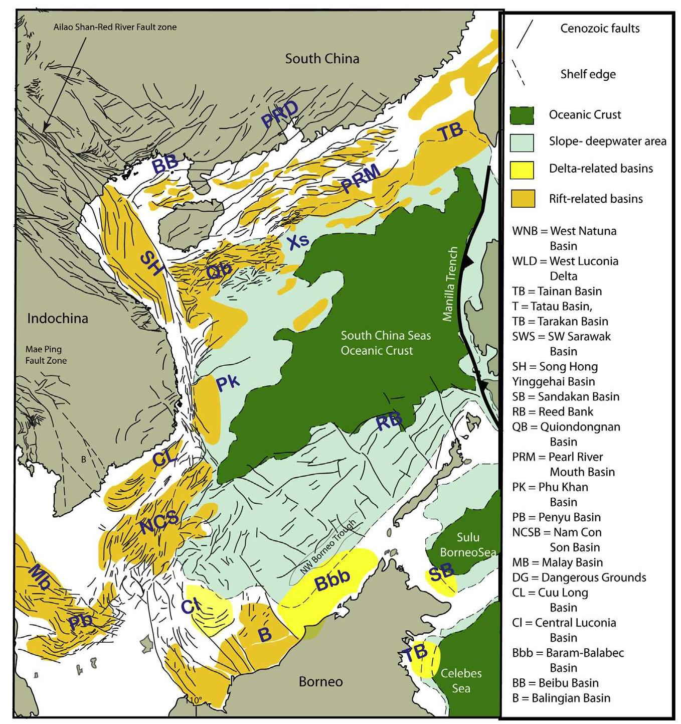 Map of the eastern part of sundaland with the south china