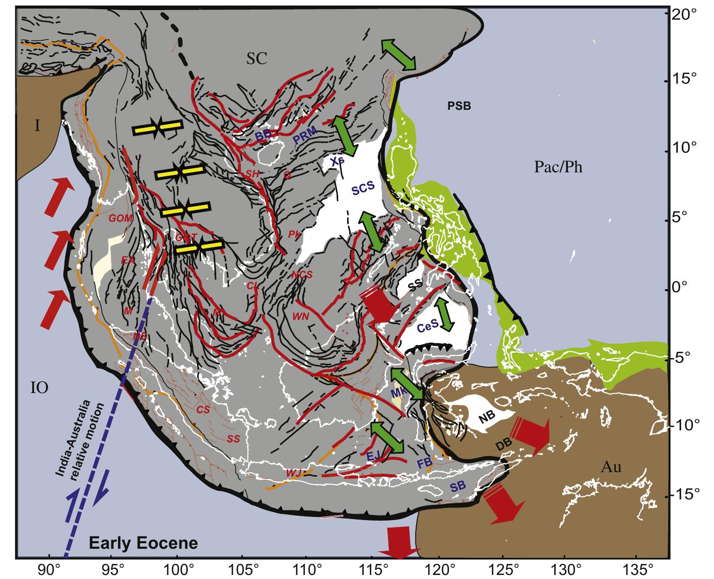 Map of the sundaland by the early eocene times. extension is