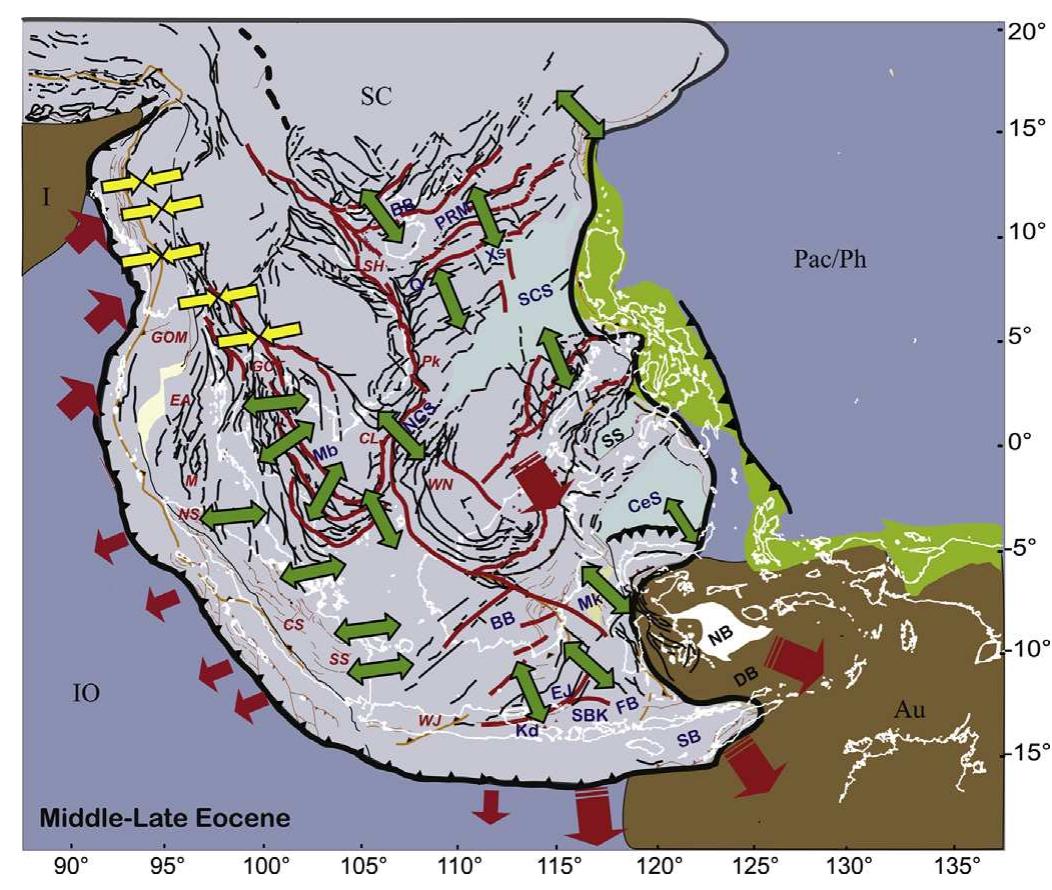 Map of the sundaland by the late eocene. extension is