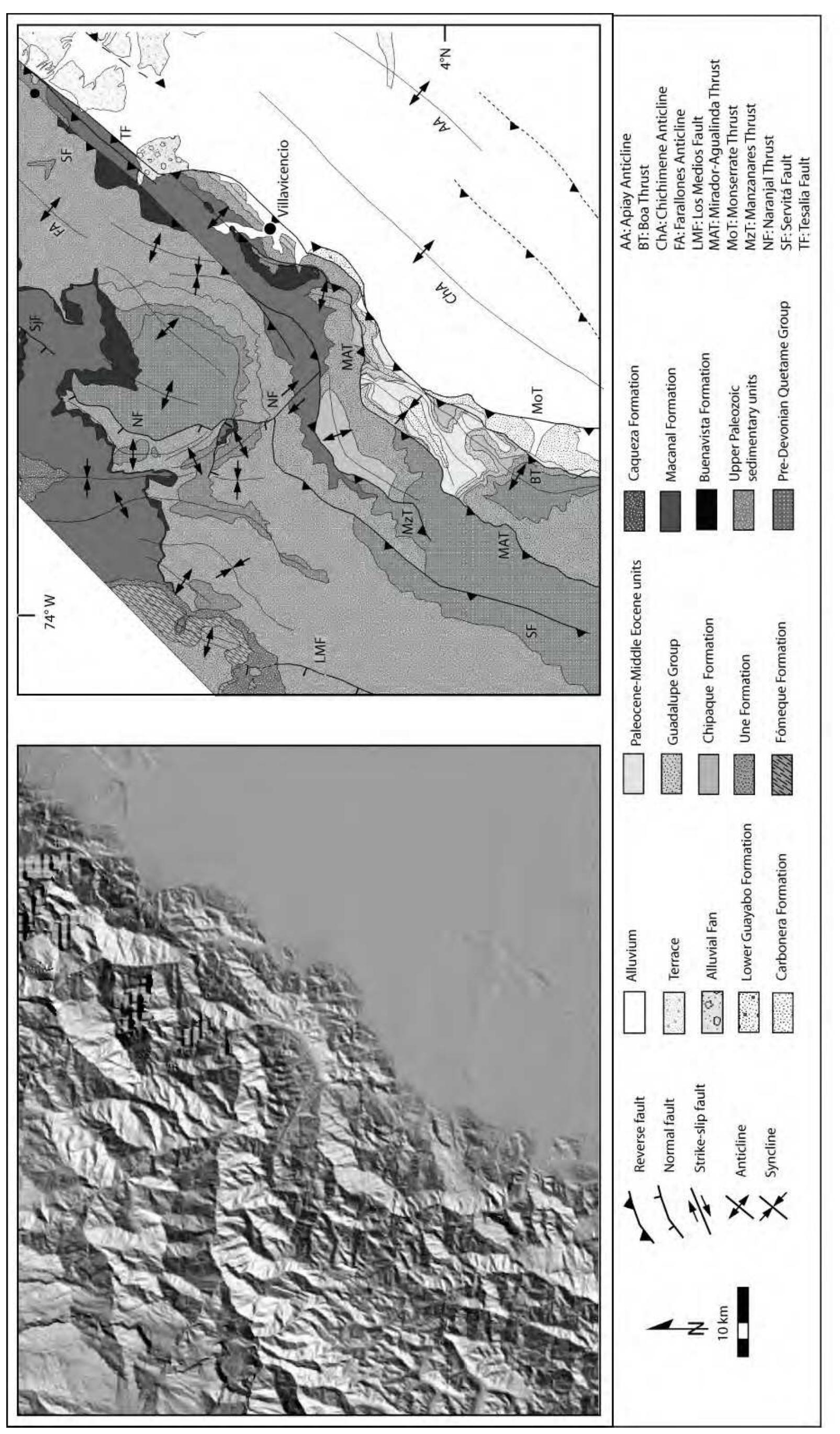 Topography and corresponding geologic map of the southern
