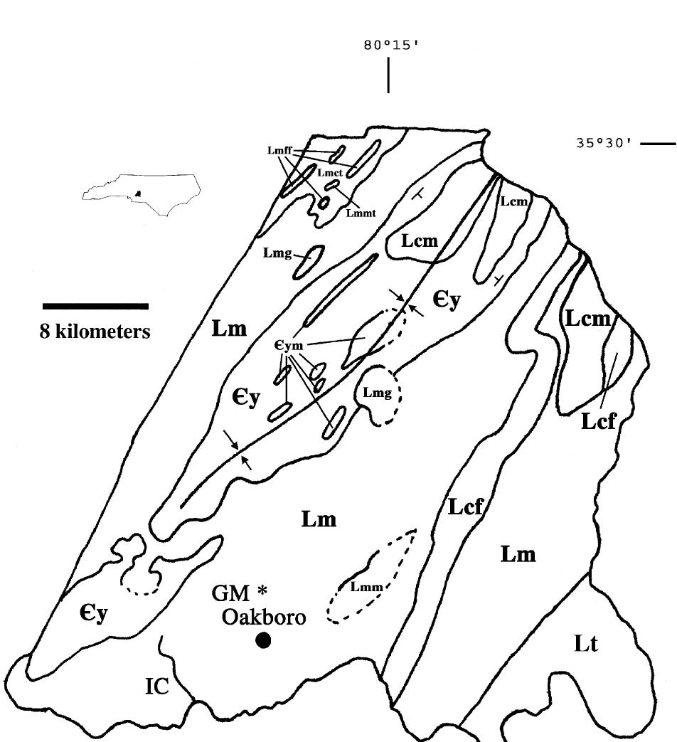 Generalized geologic map of stanly county, north carolina,