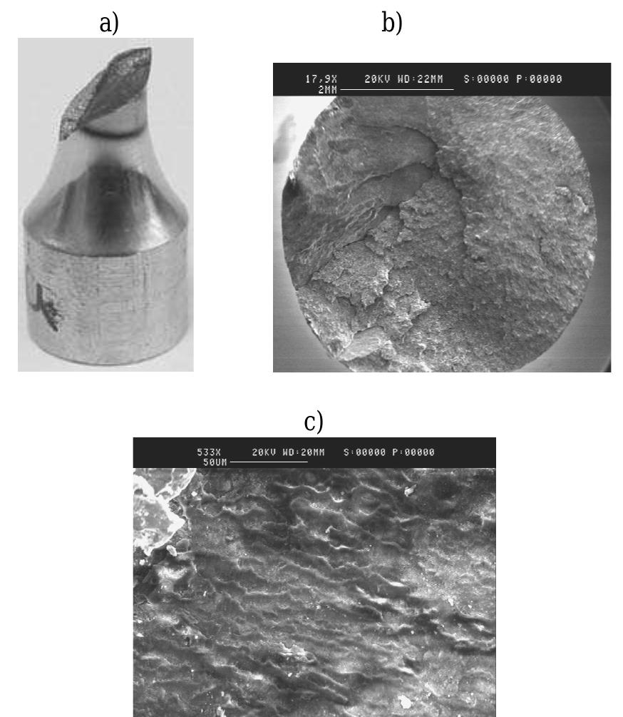Torsional fatigue fracture surface tna, =250 mpa, r=1,