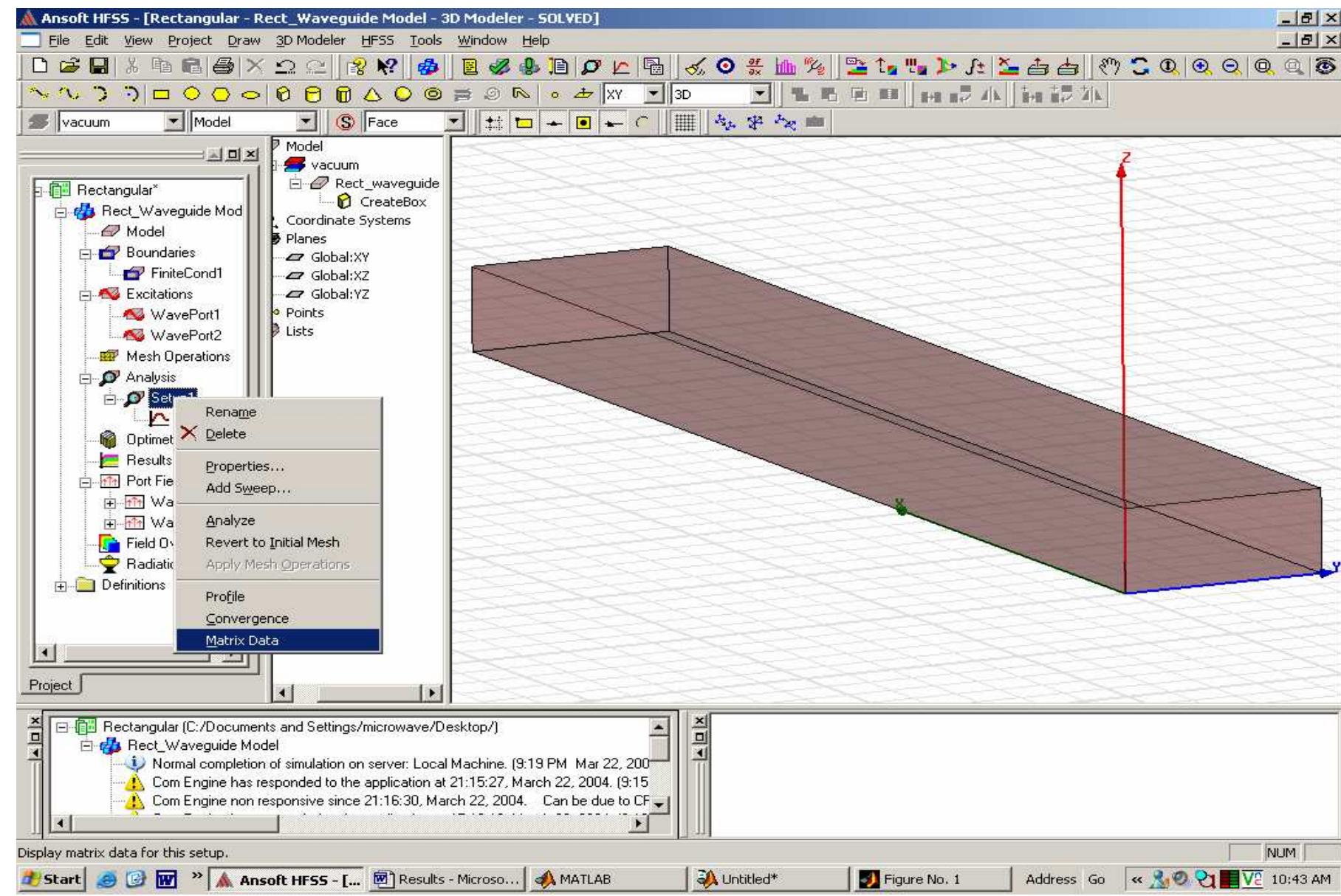Figure 30 - Project 1: Rectangular Waveguide (HFSS